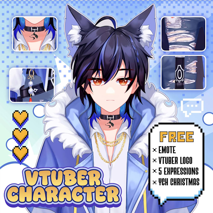 Draw 2d pngtuber design vtuber model anime character live 2d png tuber ...
