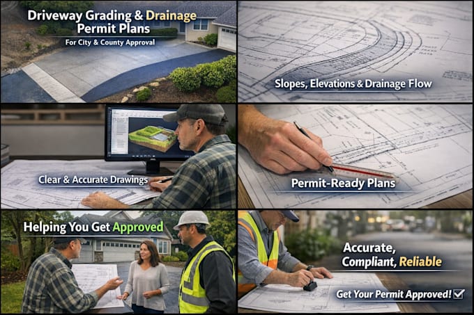 Driveway grading plan drainage layout permit drawings by En_henry567 ...