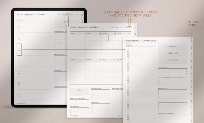 Create 2026 planner journal design habit tracker calender design goal ...