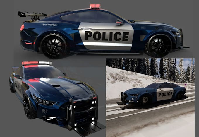 Create game ready 3d car models, police interceptor vehicle for unity ...