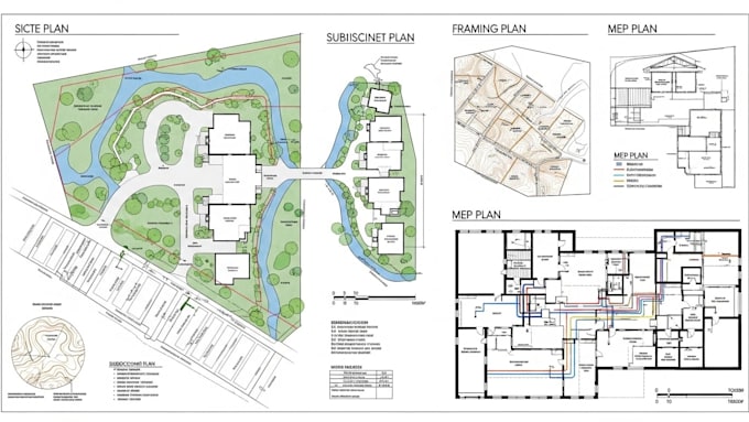 Do 2d, 3d site plan, framing plan, subdivision plan, mep with map ...