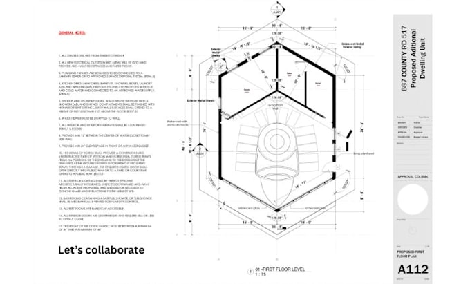 Diseñaré plano de planta 2d, elevación, sección, plano de techo ...
