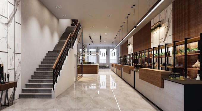 Upscale 3d retail interior,high end shop showroom render,store layout ...