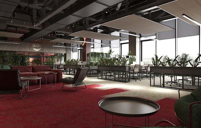 Revamp industrial biophilic office,workstation space,high end interior ...