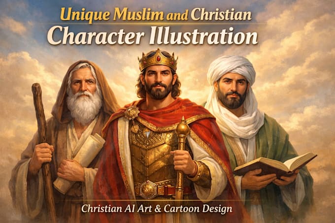 Design faith inspired character bible character christian and muslim ...