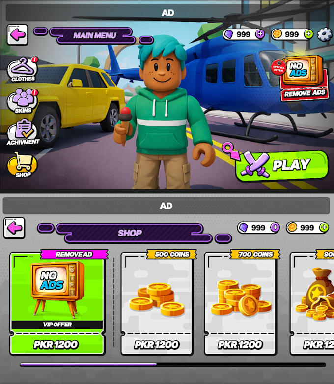 Design professional game ui ux for mobile and pc by Uzmaghazi | Fiverr
