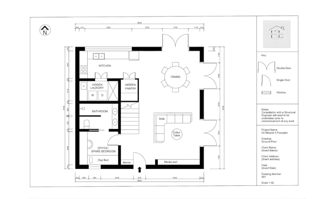 Draft or redraw architectural blueprint for site plan floor plan using ...