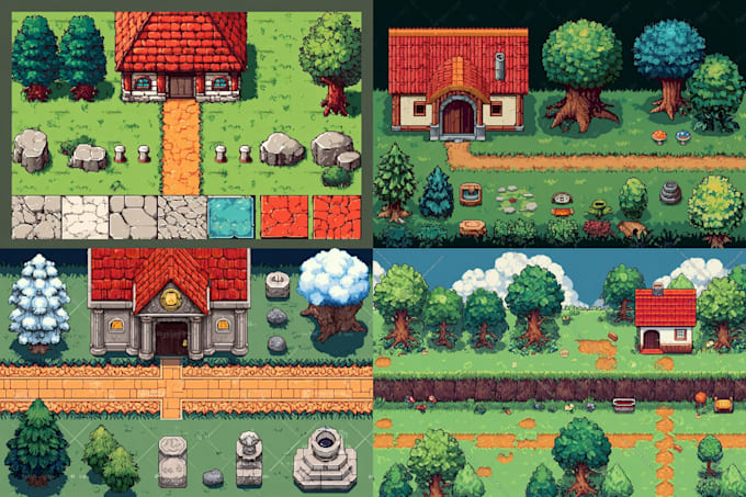 Do pixel art tlleset character tile map sprite sheet asset game art by ...