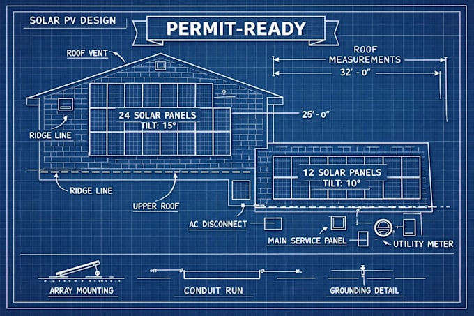 Design solar pv permit plans autocad for los angeles new york city ...