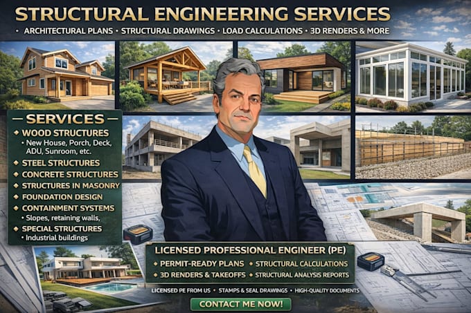 Do wood, steel and concrete structural design, structural engineer by ...