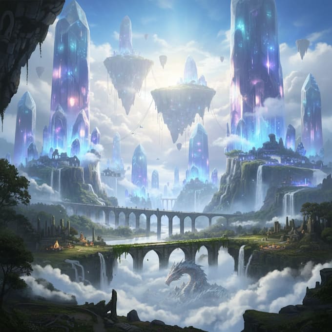 A fantasy landscape design illustrations by Touchasarah | Fiverr