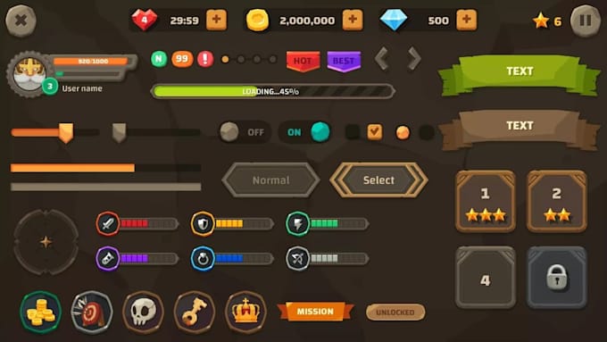 Do ui ux design, hud, menus, and animation for unity or unreal engine ...
