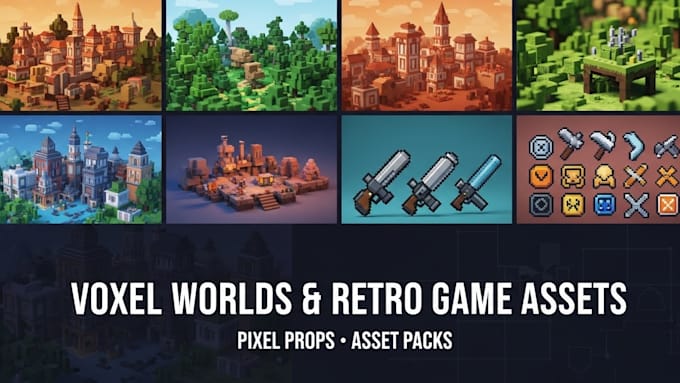 Design a stunning voxel worlds, pixel props, and complete retro game ...