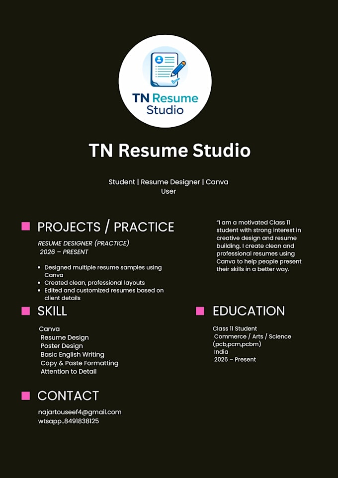 Modern resume cv design canva by Tnresumestudio | Fiverr
