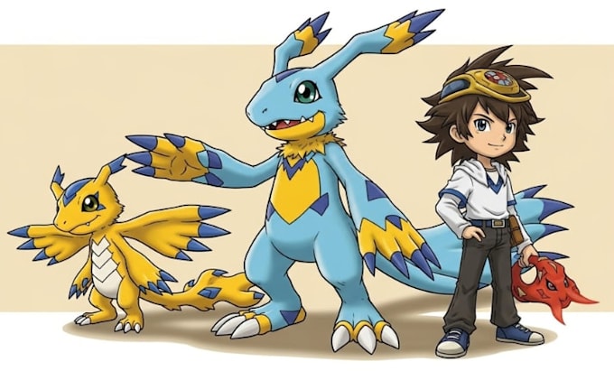 Turn you into a digimon tamer with a custom digimon illustration by ...