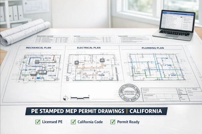 Deliver licensed pe stamped mep drawings for permits by Natalie_archi ...