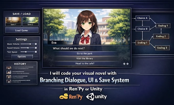 Code your visual novel with branching dialogue ui and save system in ...