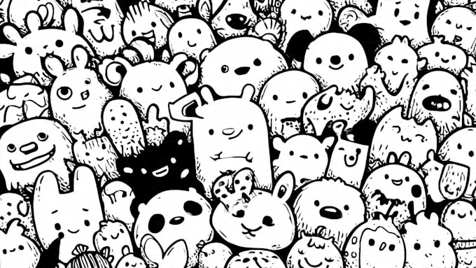 Draw cute bold and easy coloring pages, doodle line art for kids and ...