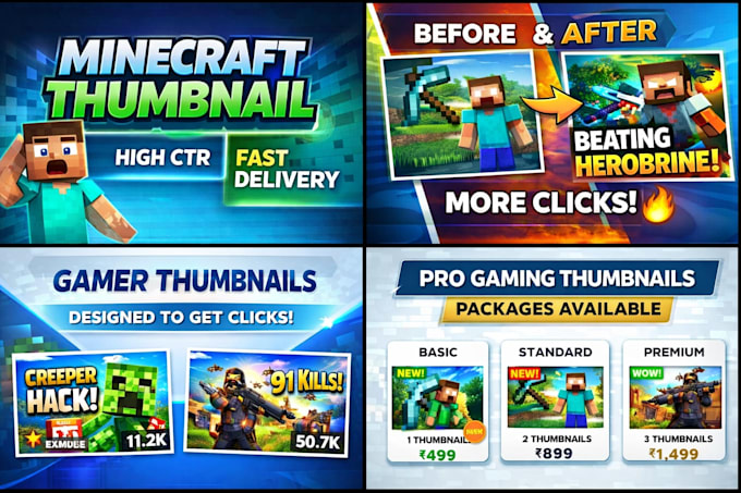 Design eye catching minecraft and gaming thumbnails by Dakshchoudha186 ...
