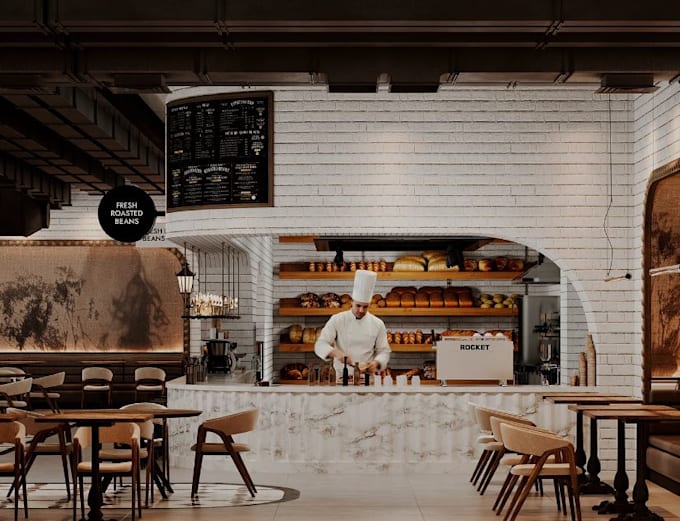 Revamp 3d modern stunning restaurant,interior design,3d visualization ...
