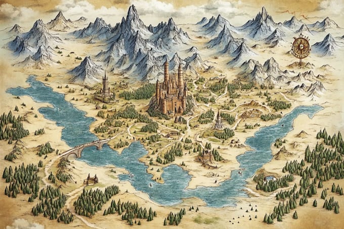 Draw a custom map for fantasy by Braydonkeeney | Fiverr