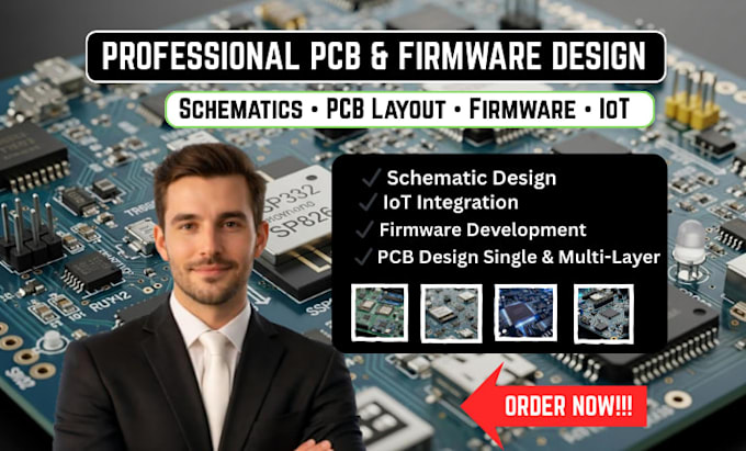 Conception de pcb, conception de schémas, stm32, esp32, code firmware ...