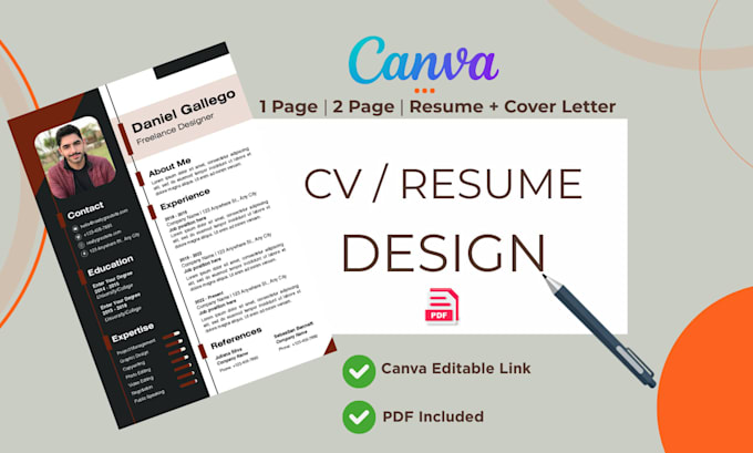 Design a professional resume and cv using canva by Pro_abhi13 | Fiverr