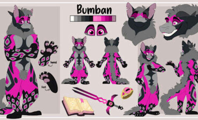 Create a detailed furry reference sheet and custom character design by ...