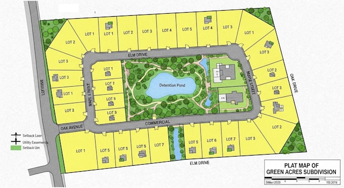 2d render lot subdivision site plan or plat map illustration by ...