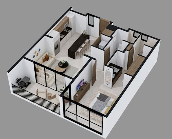 Redesign 2d and 3d floor plan 2d3d rendering 3d model 2d plan to 3d ...
