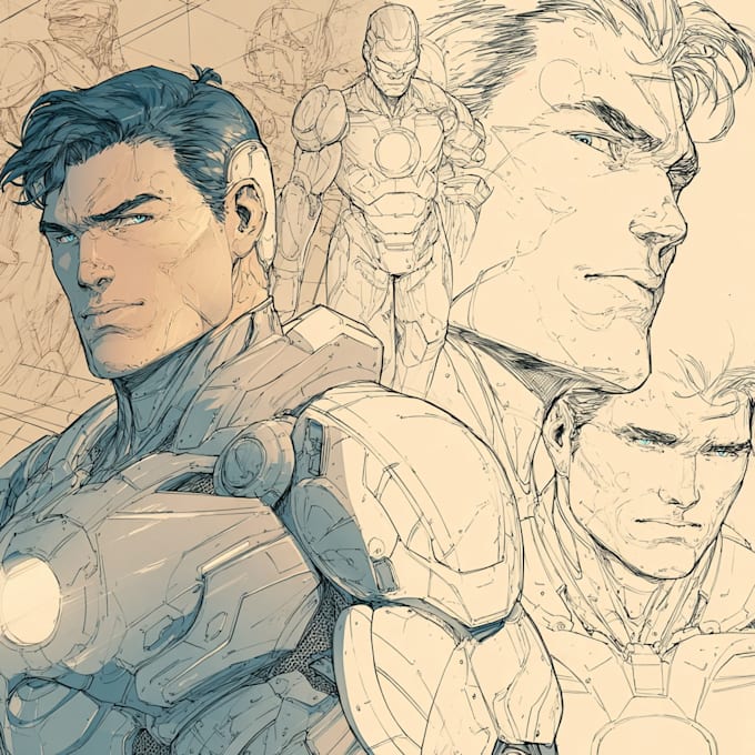 Do illustrations superhero comic book art line art character by ...
