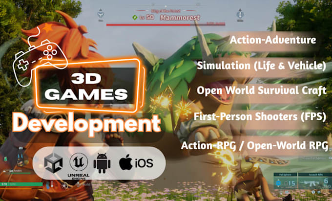 Build 2d 3d mobile game development, unity 3d game, unreal engine game developer by Premlytech ...