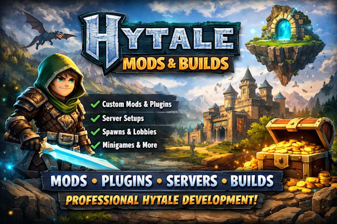 Desenvolver mod, plugins, servidor, builds, spawns e lobbies personalizados para hytale