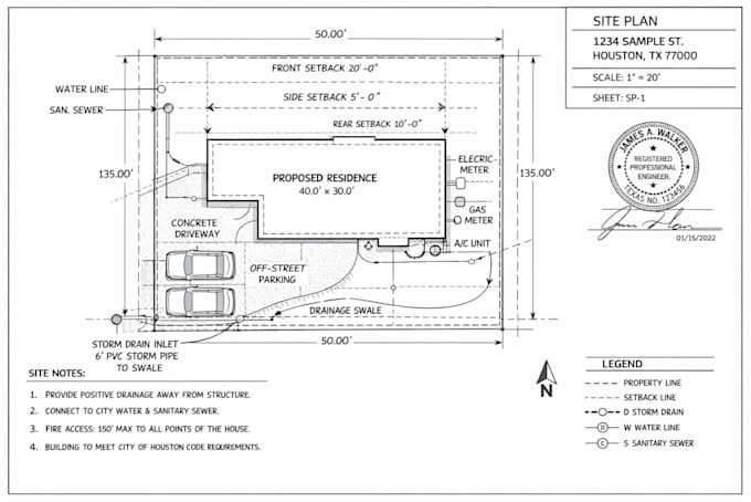 Prepare stamped site plan drawings for permits in houston by Delbert ...