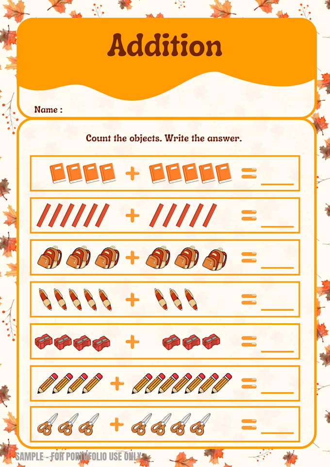 Design printable math worksheets for kids by Khansa_lee | Fiverr