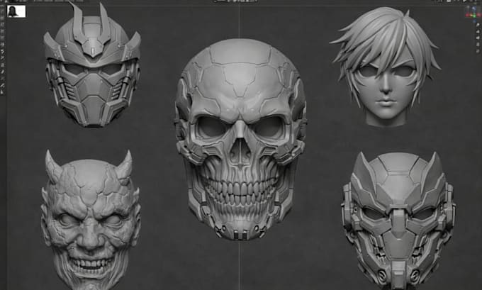 Sculpt 3d cosplay helmet, 3d anime mask, 3d armor, prop stl file for 3d ...