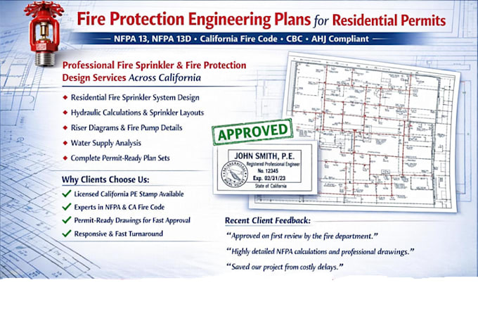Pe stamp california fire protection engineering plans for residential ...