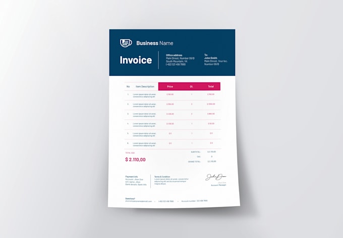 Design professional invoice template canva, excel and pdf by ...