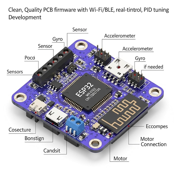 Pcb design esp32 firmware microcontroller for drones by Farenesther ...