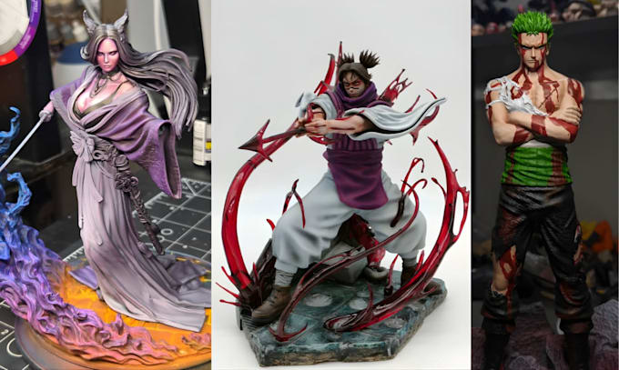 3d print and paint custom anime figure, action figure, bust statue ...