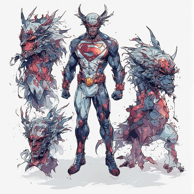 Create concept art superhero character design by Deeqawe | Fiverr