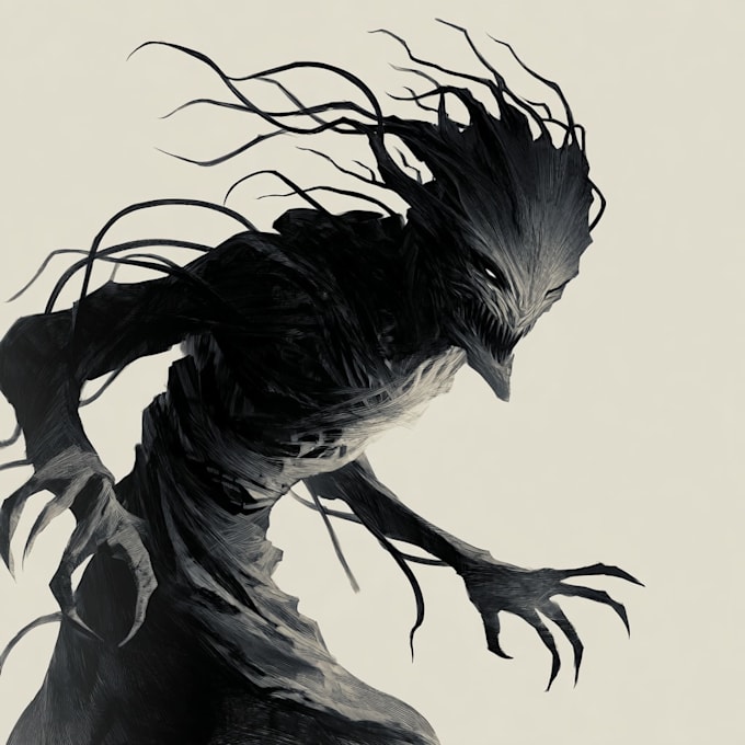 Draw a detailed horror monster art and dark illustration by ...