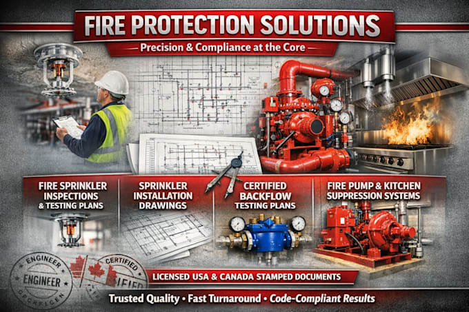 Design hood fire suppression as built drawings with pe stamp for permit ...