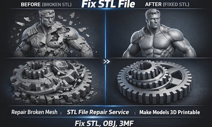 Do stl file repair fix edit custom modification 3d scan cleanup modify ...