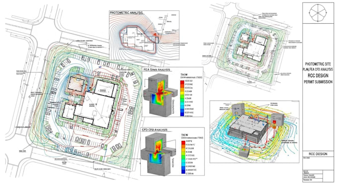 Technical drawing, photometric site plan for permit fea cfd analysis ...