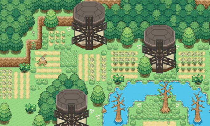 Design pokemon tileset, tiles tiled map and overworld map for rom hack ...