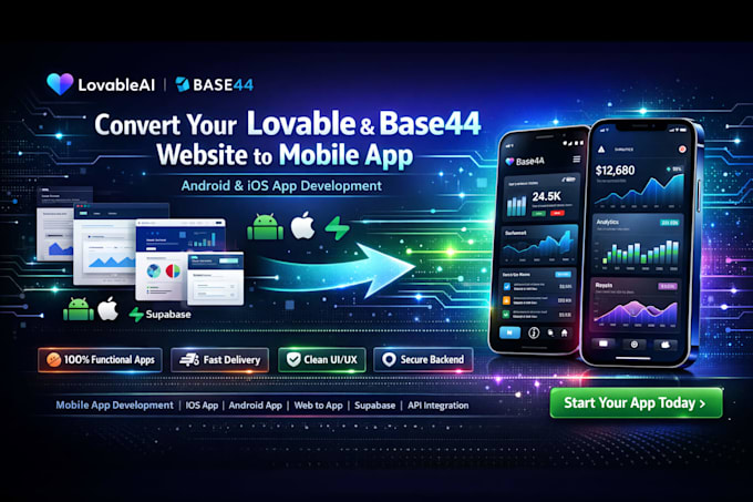 Deine liebenswerte ai base44 website in eine android- und ios-app umwandeln