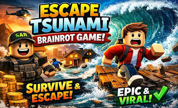 Build an escape tsunami roblox game, roblox brainrot game, roblox map ...