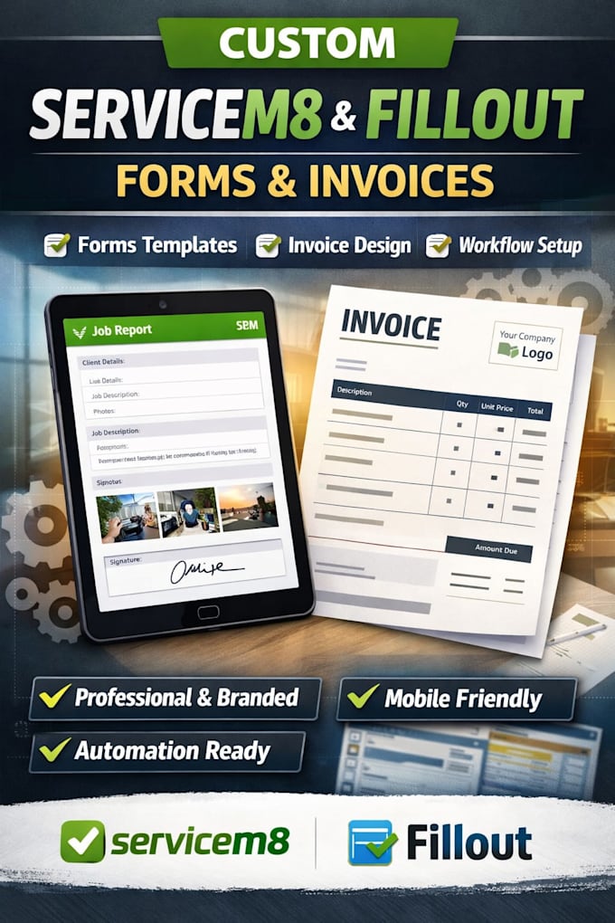 Design custom servicem8 forms template and fillout form, design invoice ...