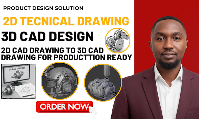 Do 2d technical drawing mechanical drawing detailed 3d cad drawing on ...